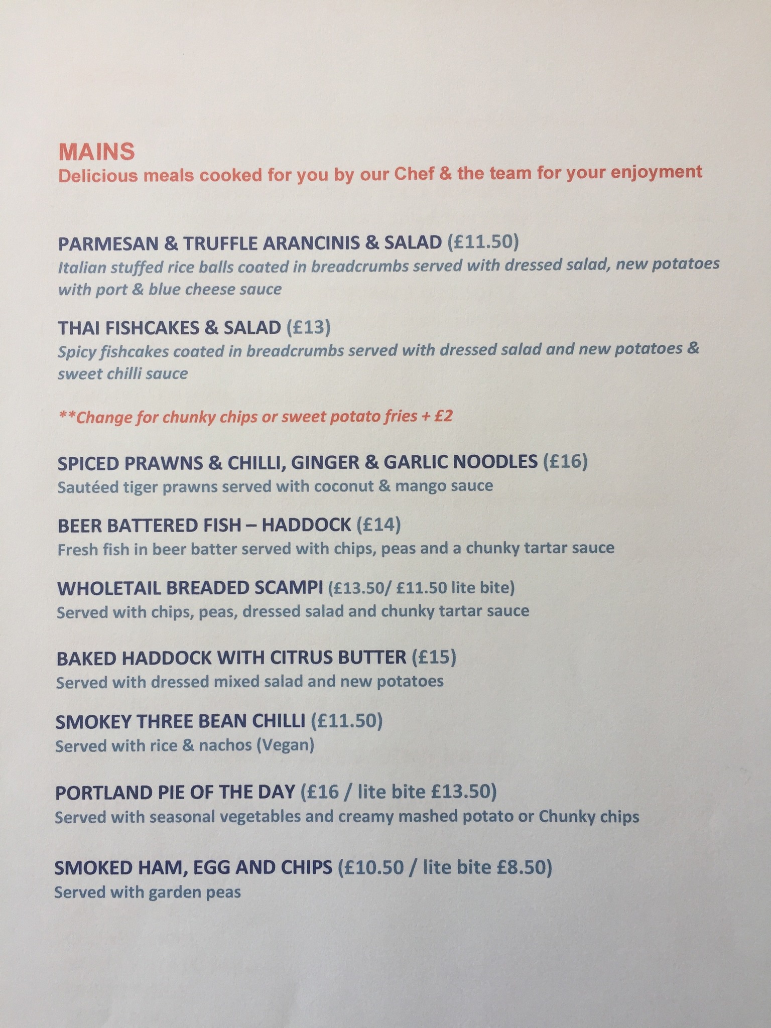 PORTLAND MENUS — The Portland Inn