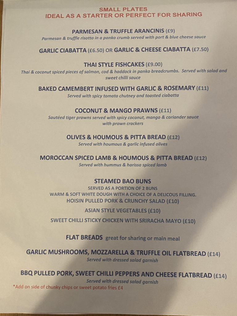 PORTLAND MENUS — The Portland Inn