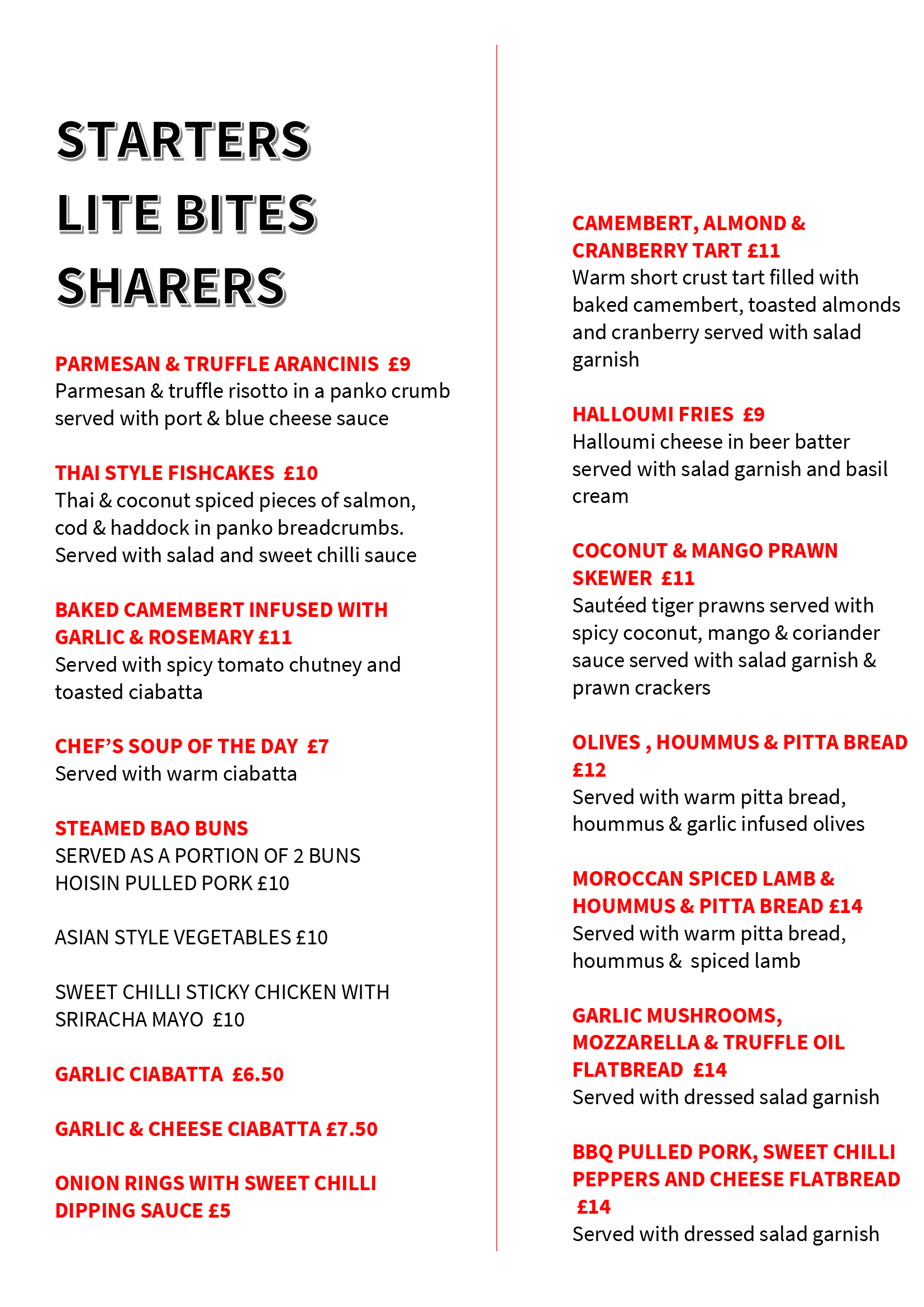 PORTLAND MENUS — The Portland Inn